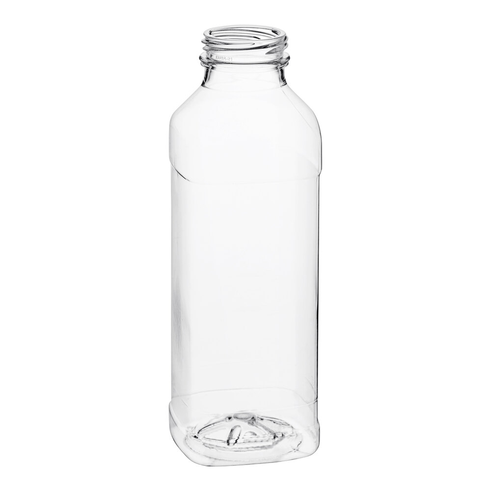 Captiva Containers 14.5 oz Square PET Clear Juice Bottle with Recessed ...