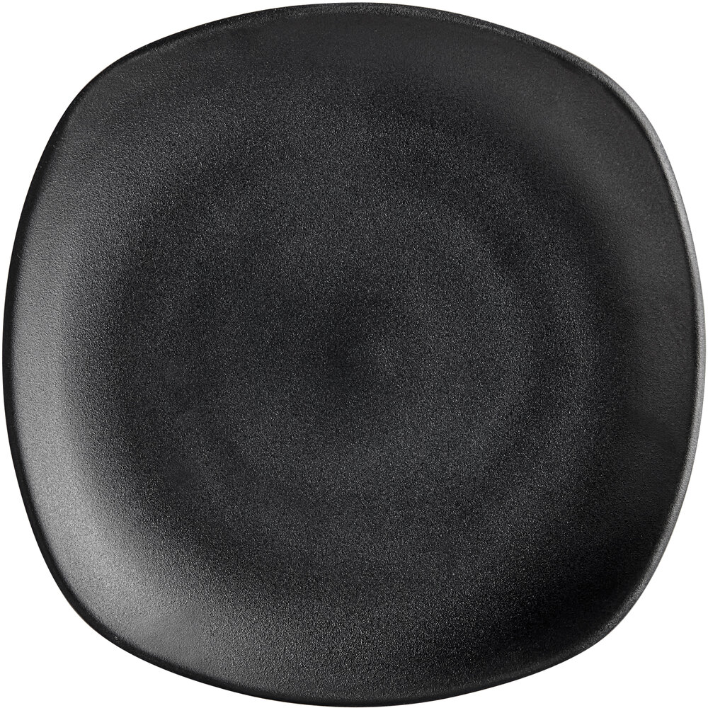 GET P-500-BK Nara 6" Black Matte Square Melamine Plate - 24/Case