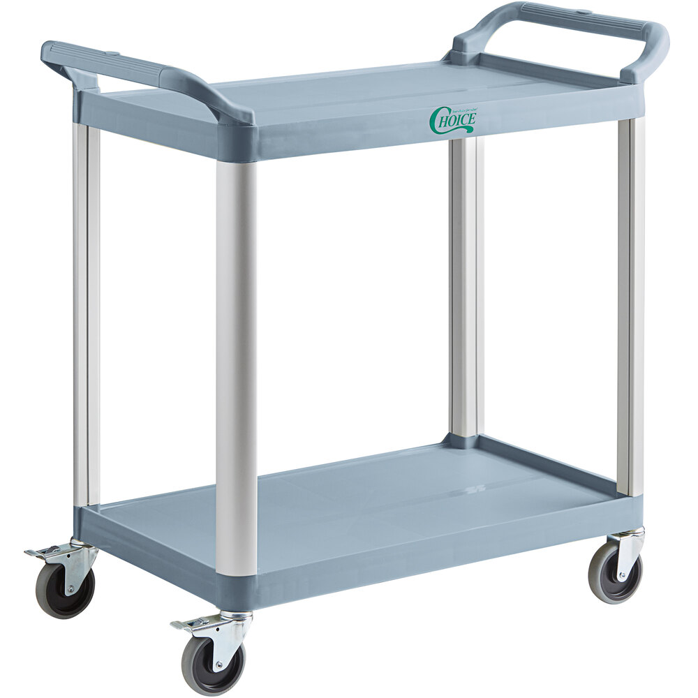 Choice Gray Utility / Bussing Cart with Two Shelves - 42" x 20"