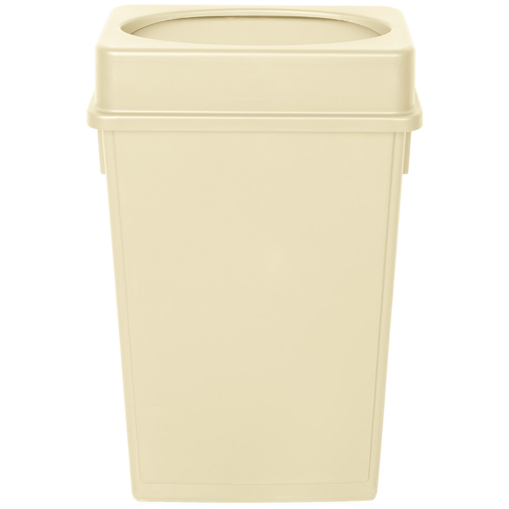 Lavex Janitorial 23 Gallon Beige Slim Rectangular Trash Can with Drop ...