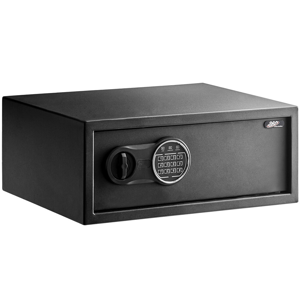 360 Office Furniture 19 3/4" x 16" x 7 7/8" Black Steel Security Safe ...