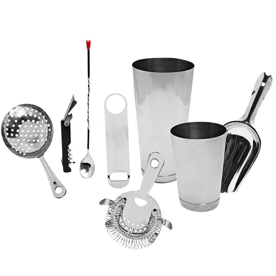 TableCraft Stainless Steel 8-Piece Essential Cocktail Kit BARKIT1