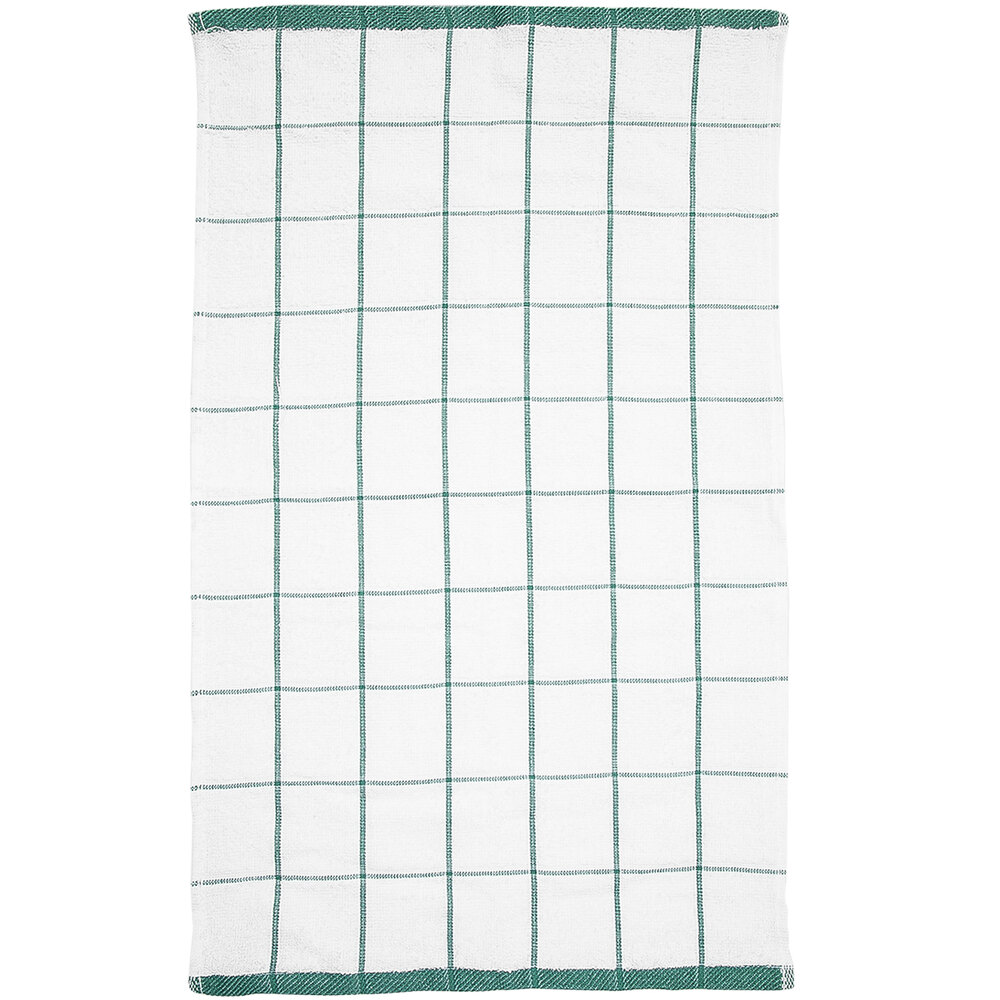 Hospeco Cooks Linen 15" x 25" Green Windowpane Pattern 32 oz. 100% ...