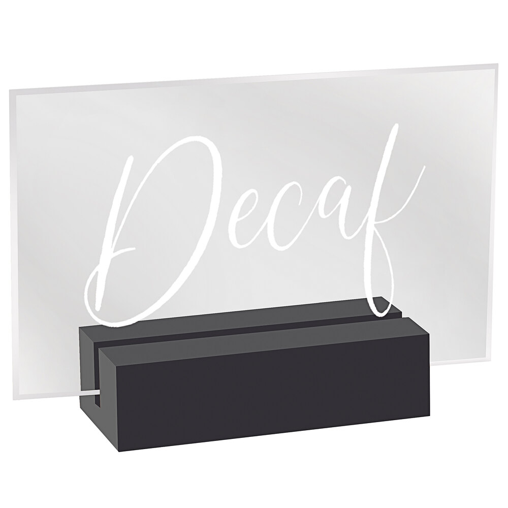 Cal-Mil 22336-2-13 Black Wood / Clear Acrylic "Decaf" Sign - 3 1/2" x 1 ...