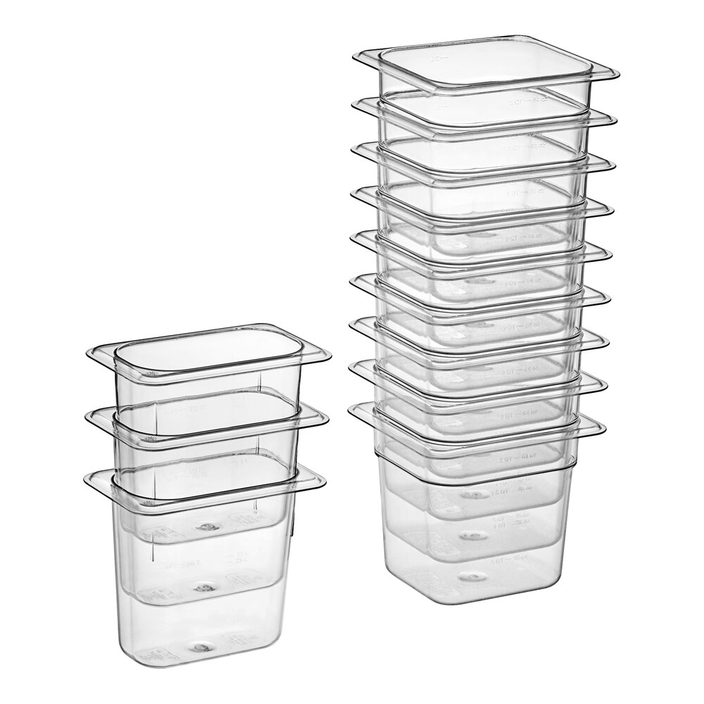 Vigor 12-Piece 1/6 & 1/9 Size Clear Food Pan Set for 27" Mega Top ...