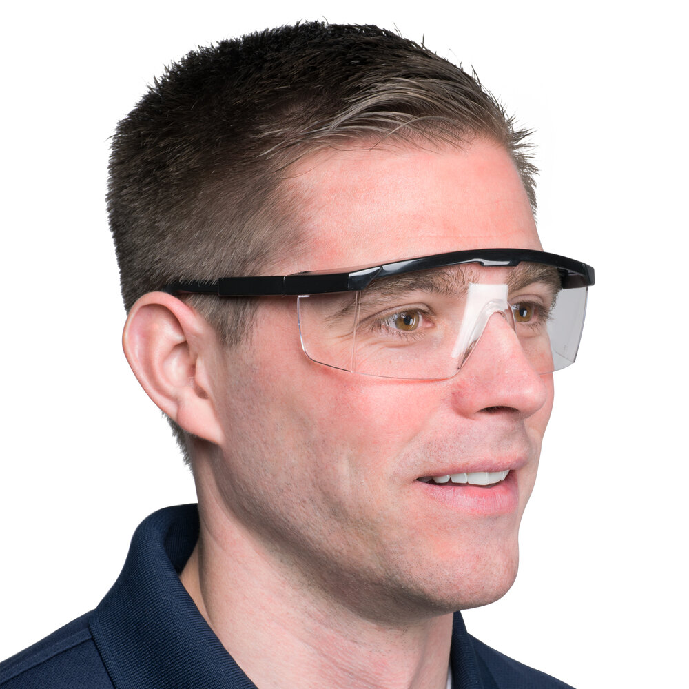 Scratch Resistant Safety Glasses / Eye Protection - Black with Clear Lens