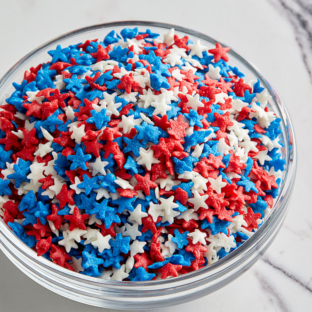 Mavalerio Patriotic Red, White, and Blue Star Sprinkles 10 lb.