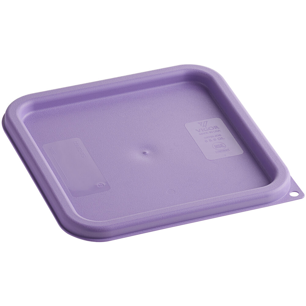 Vigor 6 and 8 Qt. Purple Allergen-Free Square Polypropylene Food ...