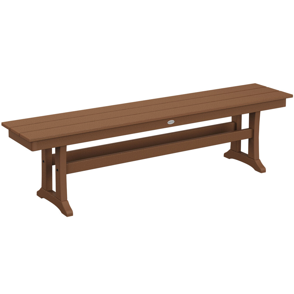 POLYWOOD Farmhouse 65" x 13 5/8" Teak Trestle Bench