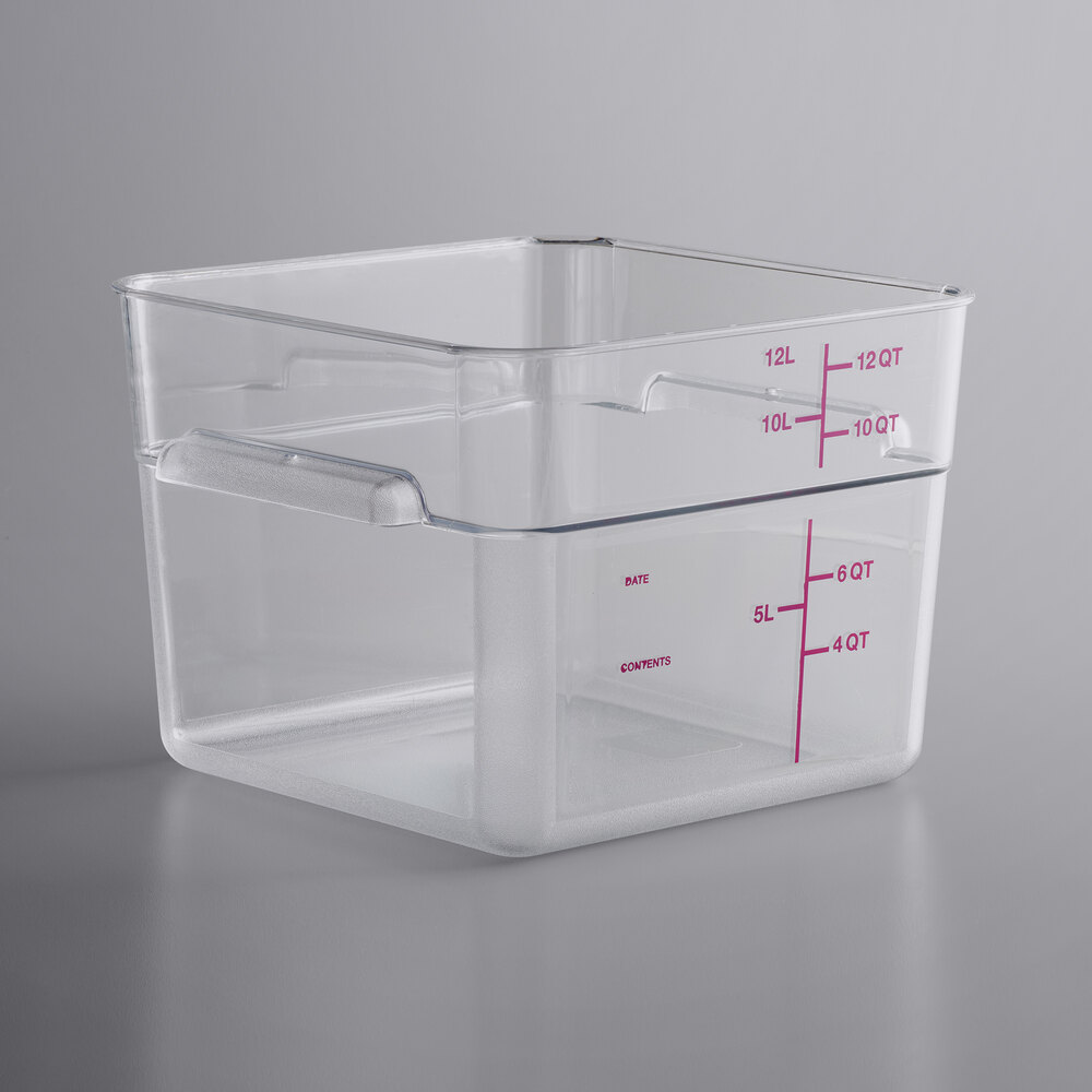 Vigor 12 Qt. Allergen-Free Clear Square Polycarbonate Food Storage ...