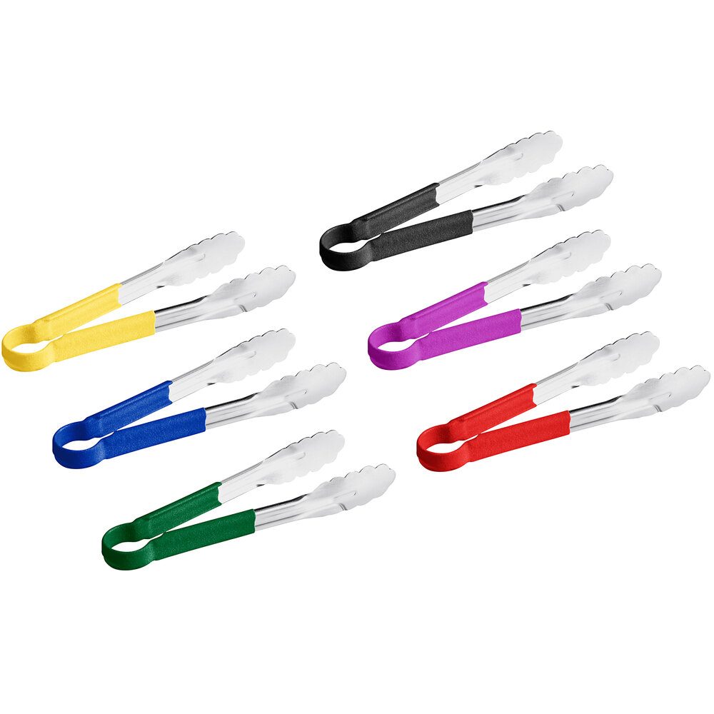 Choice 9 1/2" HACCP Color Coated Handles Stainless Steel Scalloped ...