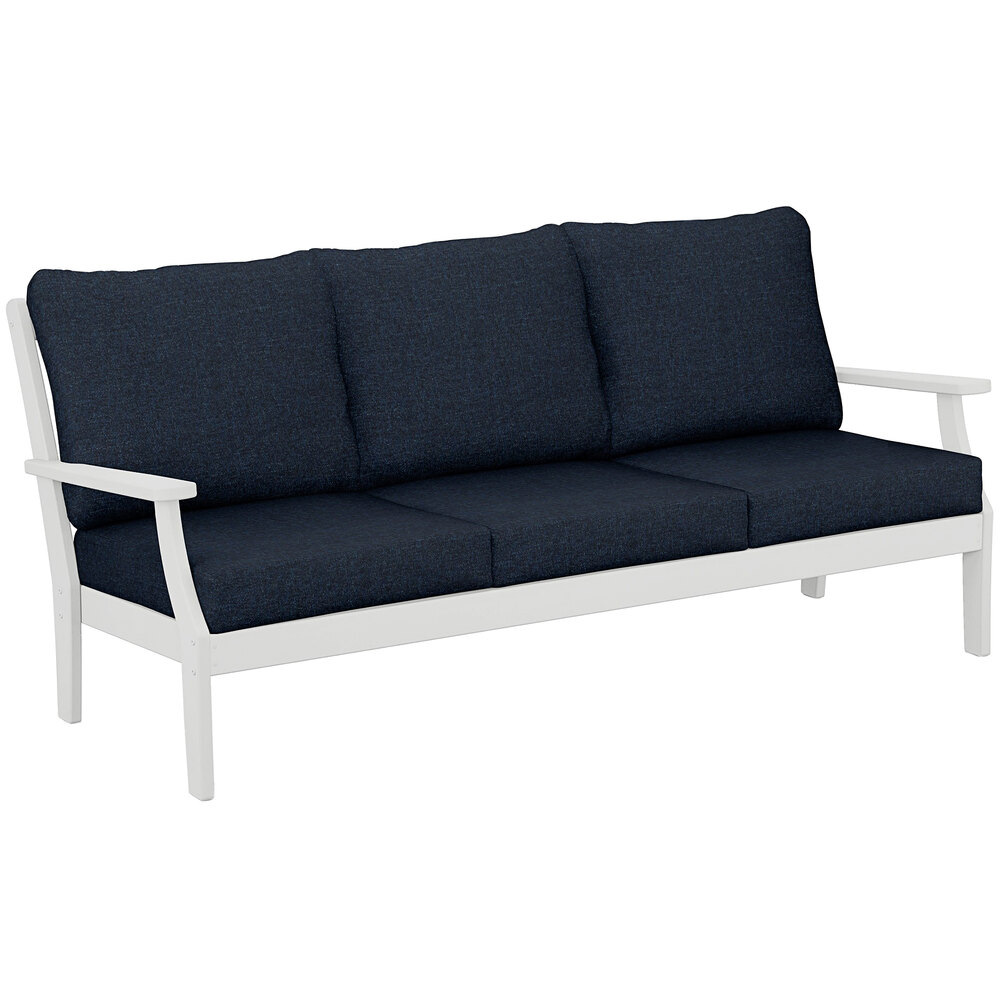 POLYWOOD Braxton White / Marine Indigo Deep Seating Sofa