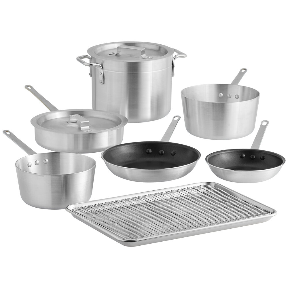Choice 10-Piece Aluminum Cookware Set with 2 Sauce Pans, 3.75 Qt. Sauté ...