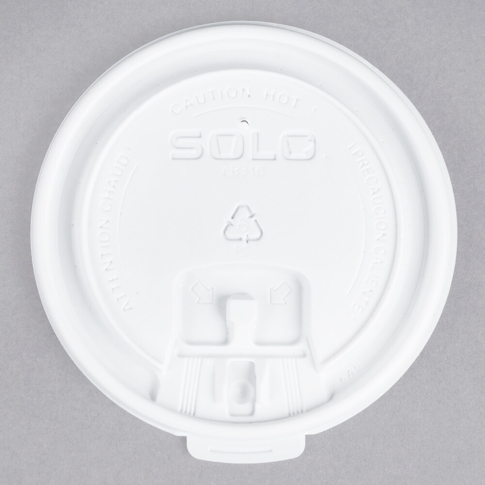 Solo LB3161 12-20 oz. White Plastic Tab Lid - 1,000/Case
