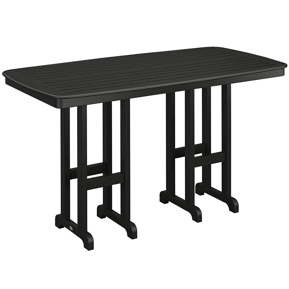 POLYWOOD Nautical 37" x 72" Black Bar Height Table