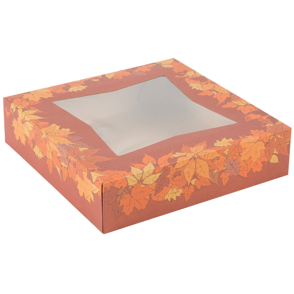 Autumn Design Rustic Orange Pie & Bakery Box w/ Window (10" x 10")