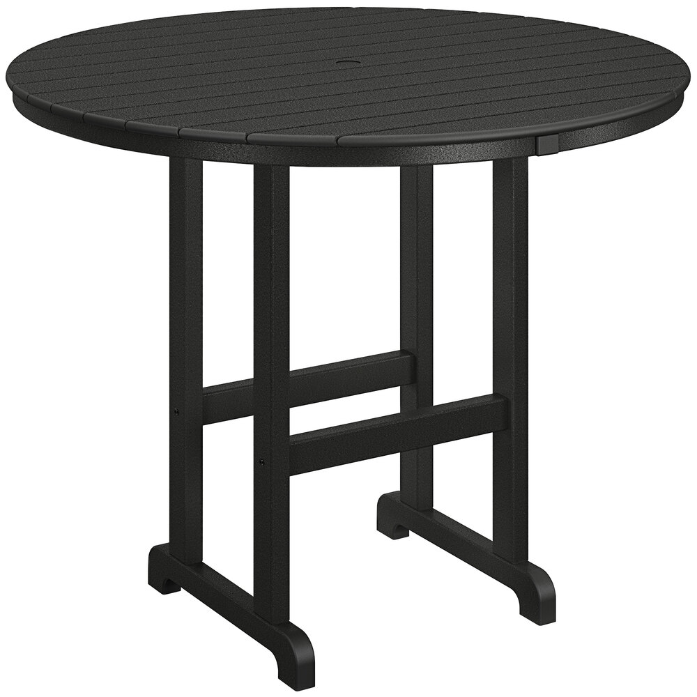 POLYWOOD 48" Black Round Bar Height Table