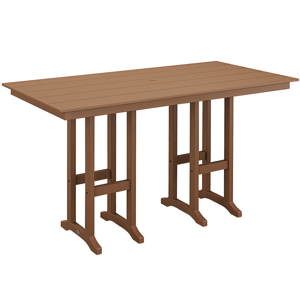 POLYWOOD Farmhouse 37" x 72" Teak Bar Height Table