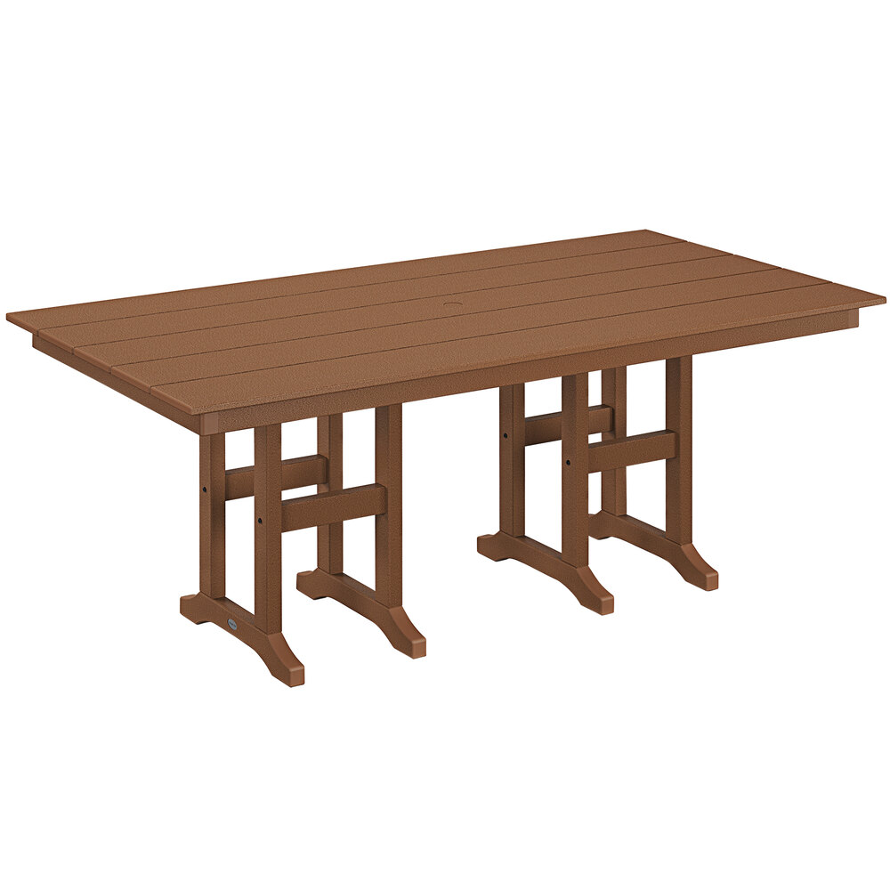 POLYWOOD Farmhouse 37" x 72" Teak Dining Height Table