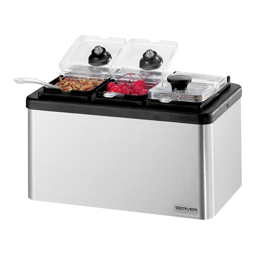 Server 3 Compartment Insulated Countertop Stainless Steel Condiment Bar ...