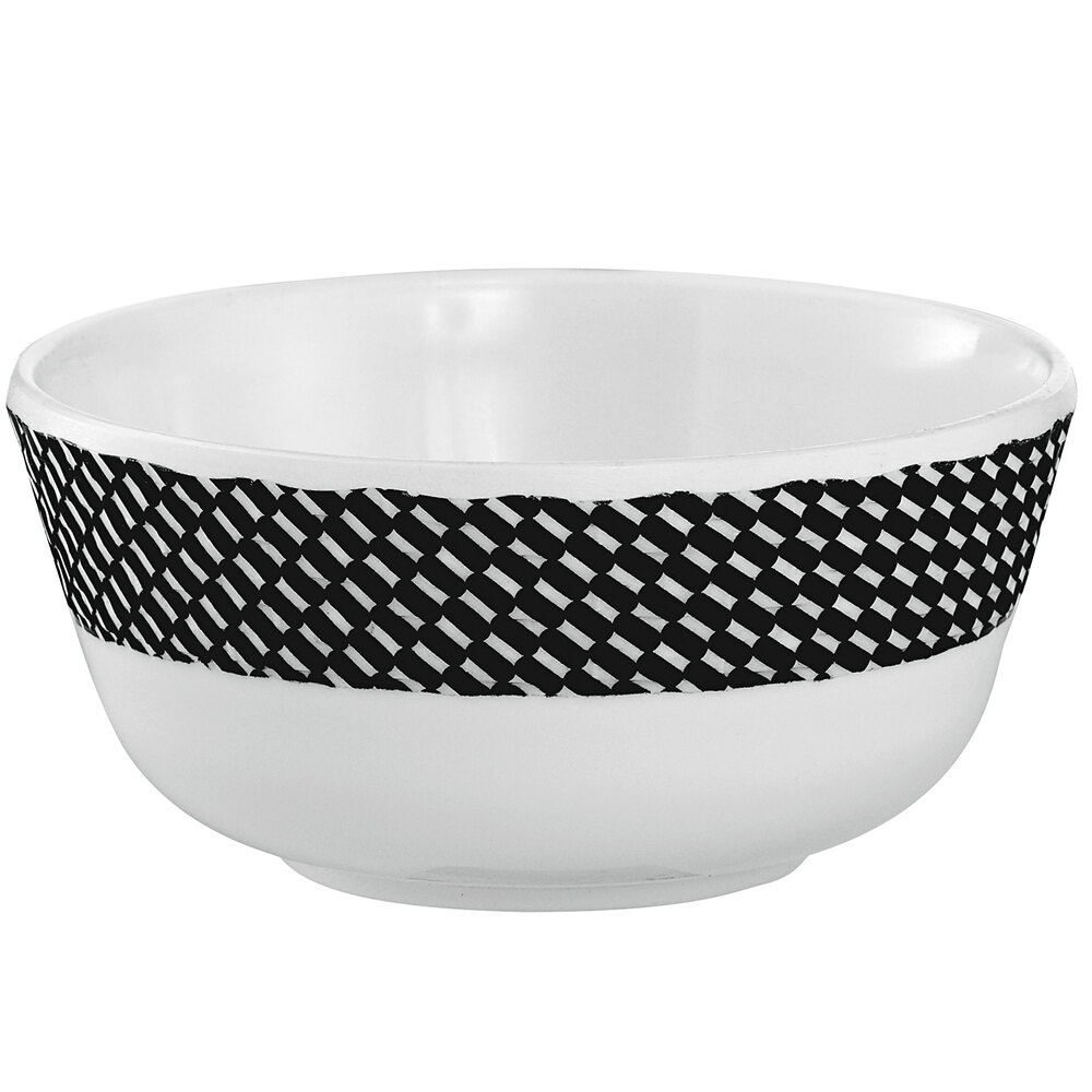 Bon Chef Americana 10 oz. Black Checkered Rim Melamine Bowl