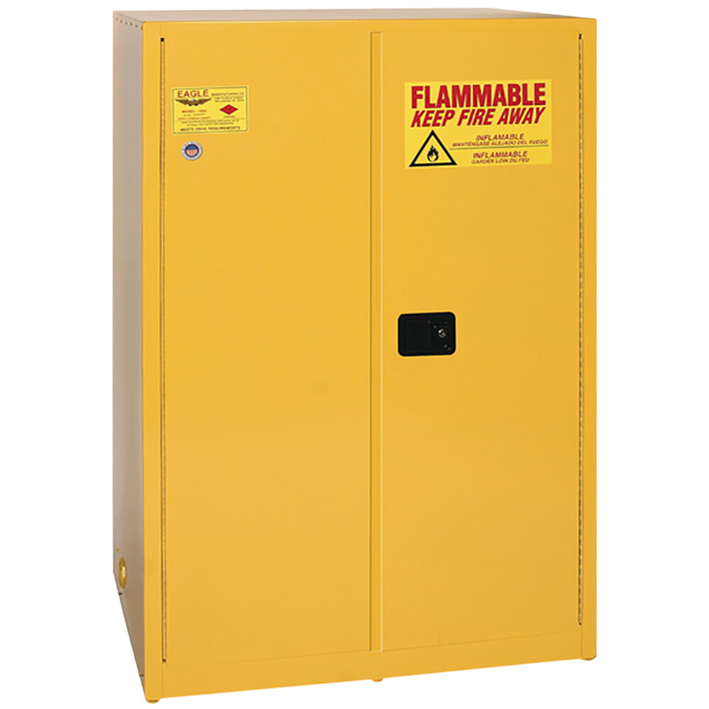 Eagle Manufacturing 9010X Yellow Flammable Liquid Cabinet with 2 Self ...