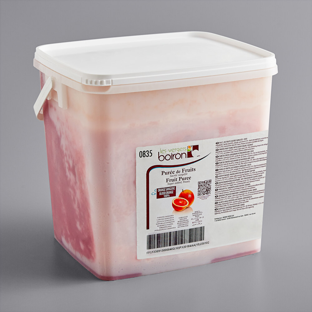 Les Vergers Boiron Blood Orange 100% Fruit Puree 22 lb. Bucket