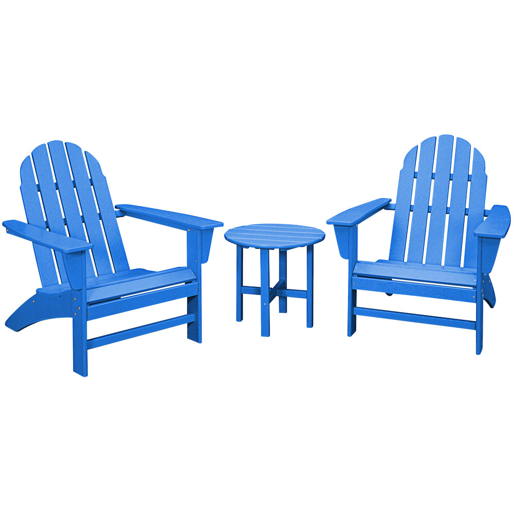 POLYWOOD Vineyard Pacific Blue Patio Set with Side Table and 2 ...