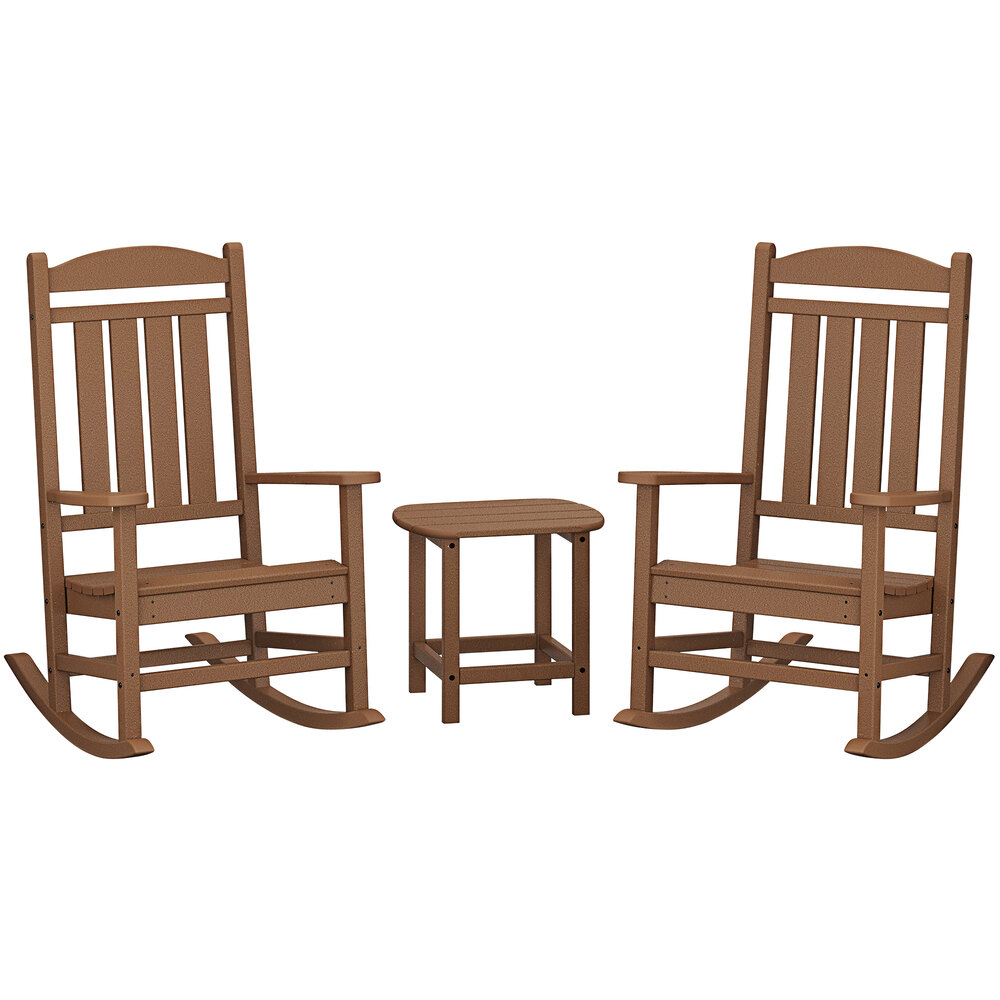 POLYWOOD Presidential Teak Patio Set with South Beach Side Table and 2 ...