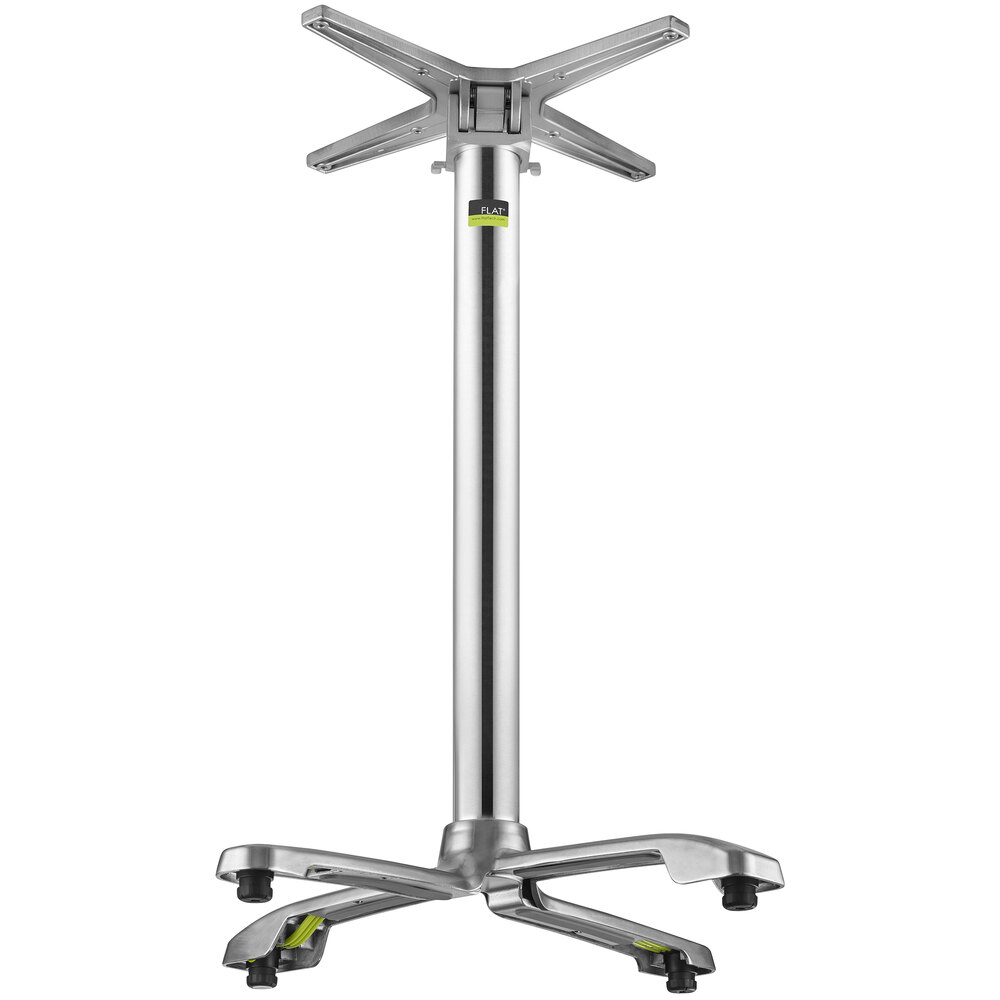 FLAT Tech SX26 26" x 26" Auto-Adjust Self-Stabilizing Polished Aluminum Bar Height Table Base ...