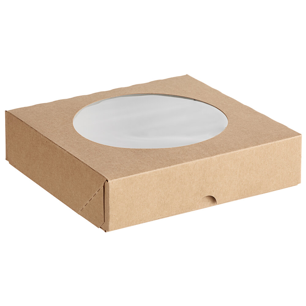 7" x 7" x 1 13/16" Hinged Kraft Paper Microwavable Take-Out Box with ...