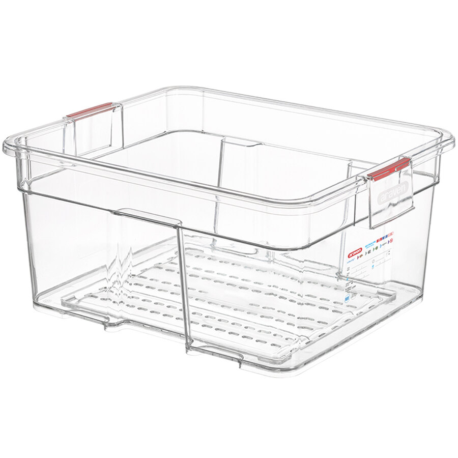 Araven 25 5/8" x 20 7/8" x 11 3/4" Clear Plastic Food Drain Box ...