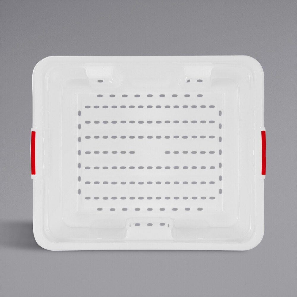 Araven 25 5/8" x 20 7/8" x 15" White Plastic Food Drain Box / Colander ...