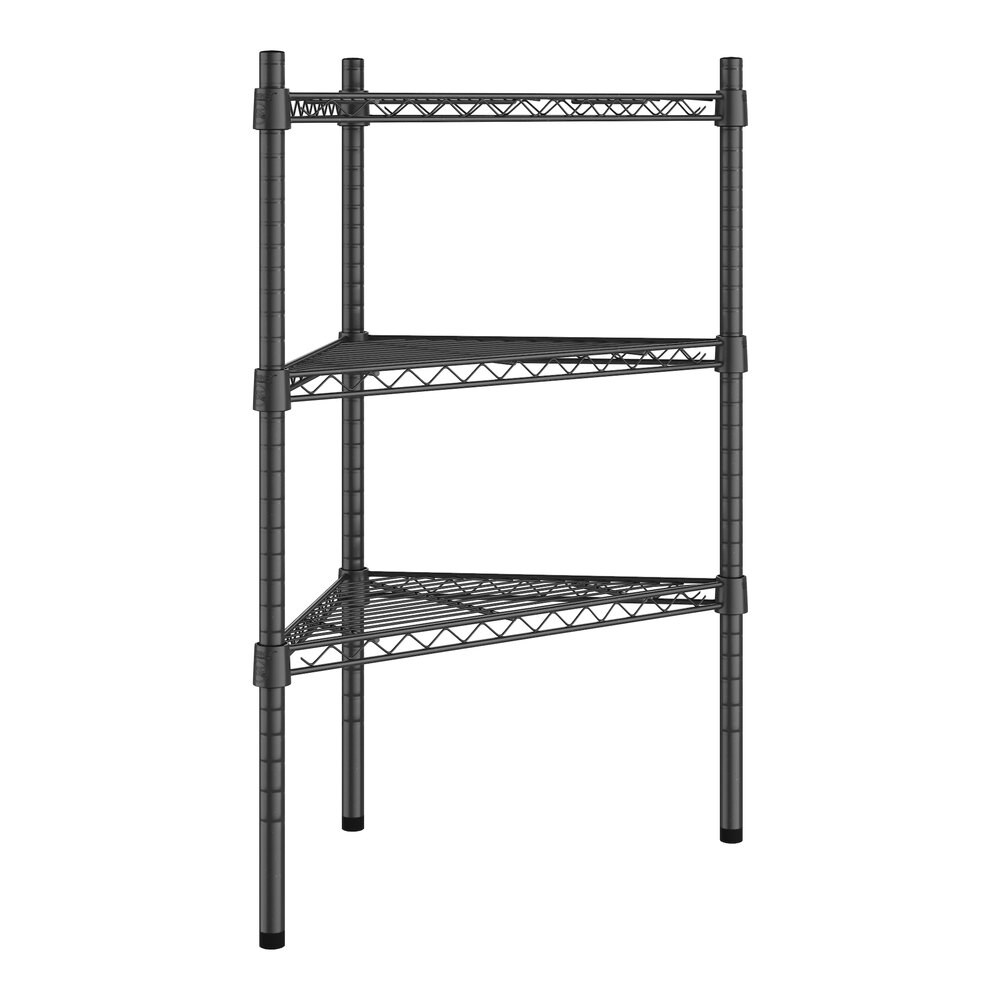 Regency 18" NSF Black Epoxy Triangle 3-Shelf Kit with 34" Posts