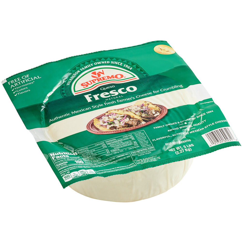 V&V Supremo Queso Fresco Cheese Block 5 lb. - 4/Case
