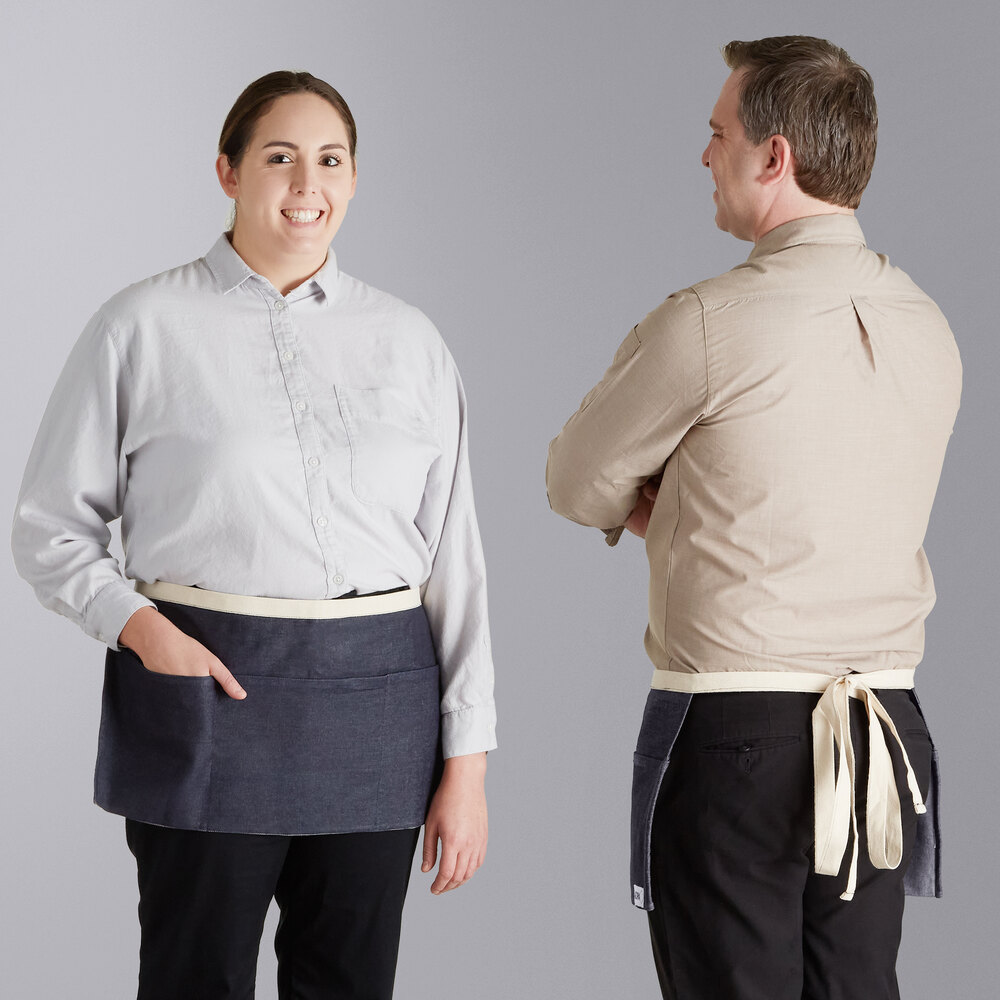 Acopa Kennett Blue Denim Waist Apron with 3 Pockets and Natural Webbing ...