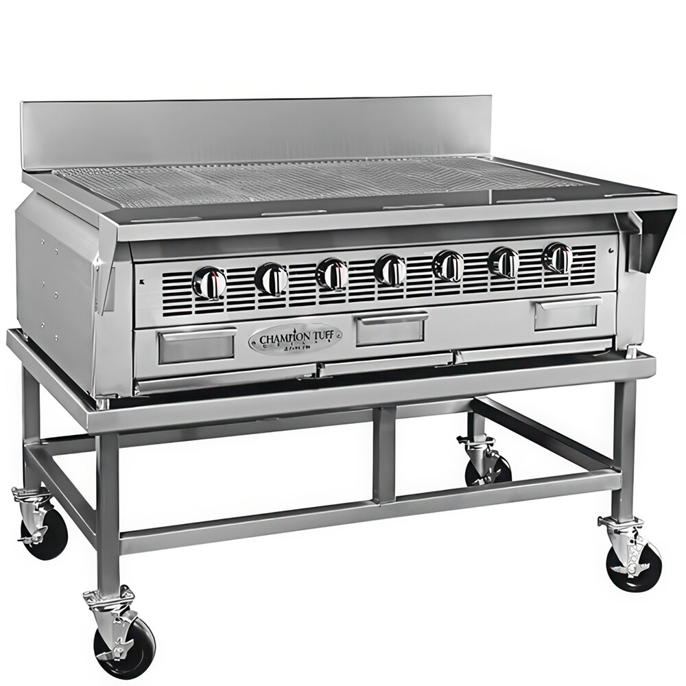 Champion Tuff TCC-48 48" Natural Gas Countertop Charbroiler with 4 Wood ...