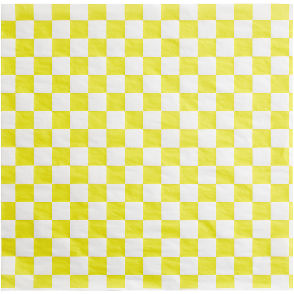 Choice 15" x 15" Yellow Check Deli Sandwich Wrap Paper - 4,000/Case