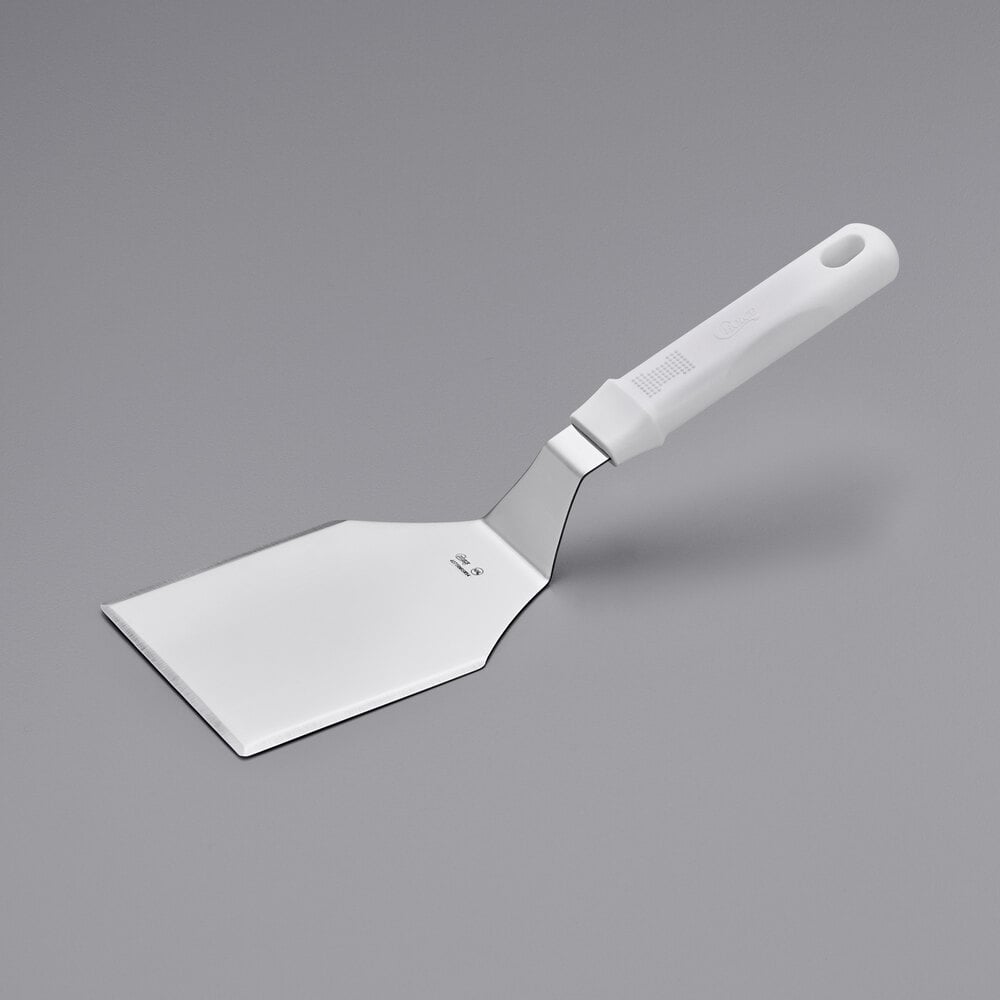 Choice 5" x 4" Beveled Square Edge Turner with White Polypropylene Handle
