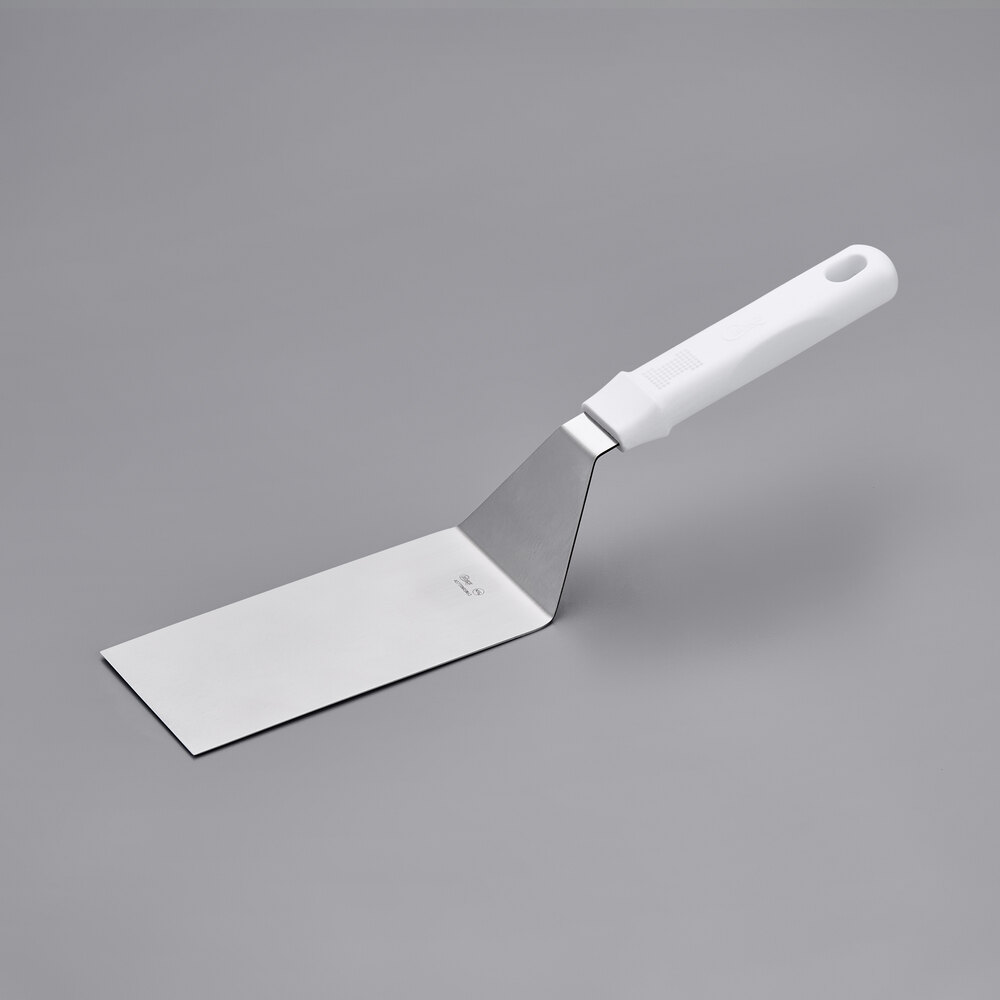 Choice 6" x 3" Square Edge Turner with White Polypropylene Handle