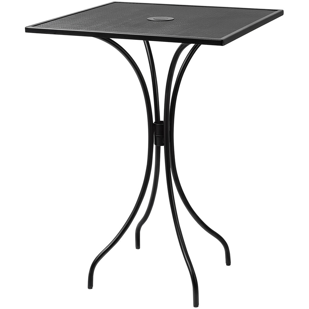 BFM Seating Barnegat 36" Square Black Steel Mesh Bar Height Table with ...