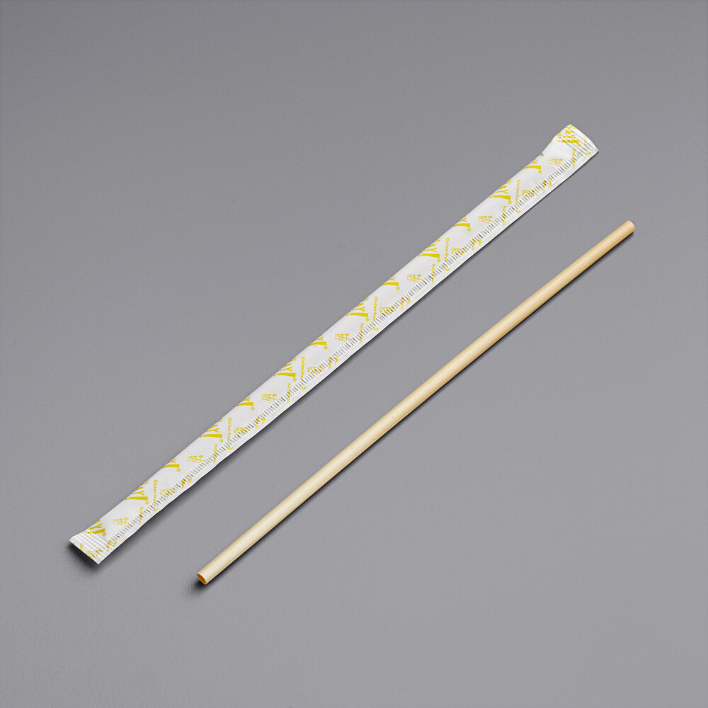 HAY! Straws 7 3/4" Natural Wheat Compostable Wrapped Drinking Straw ...