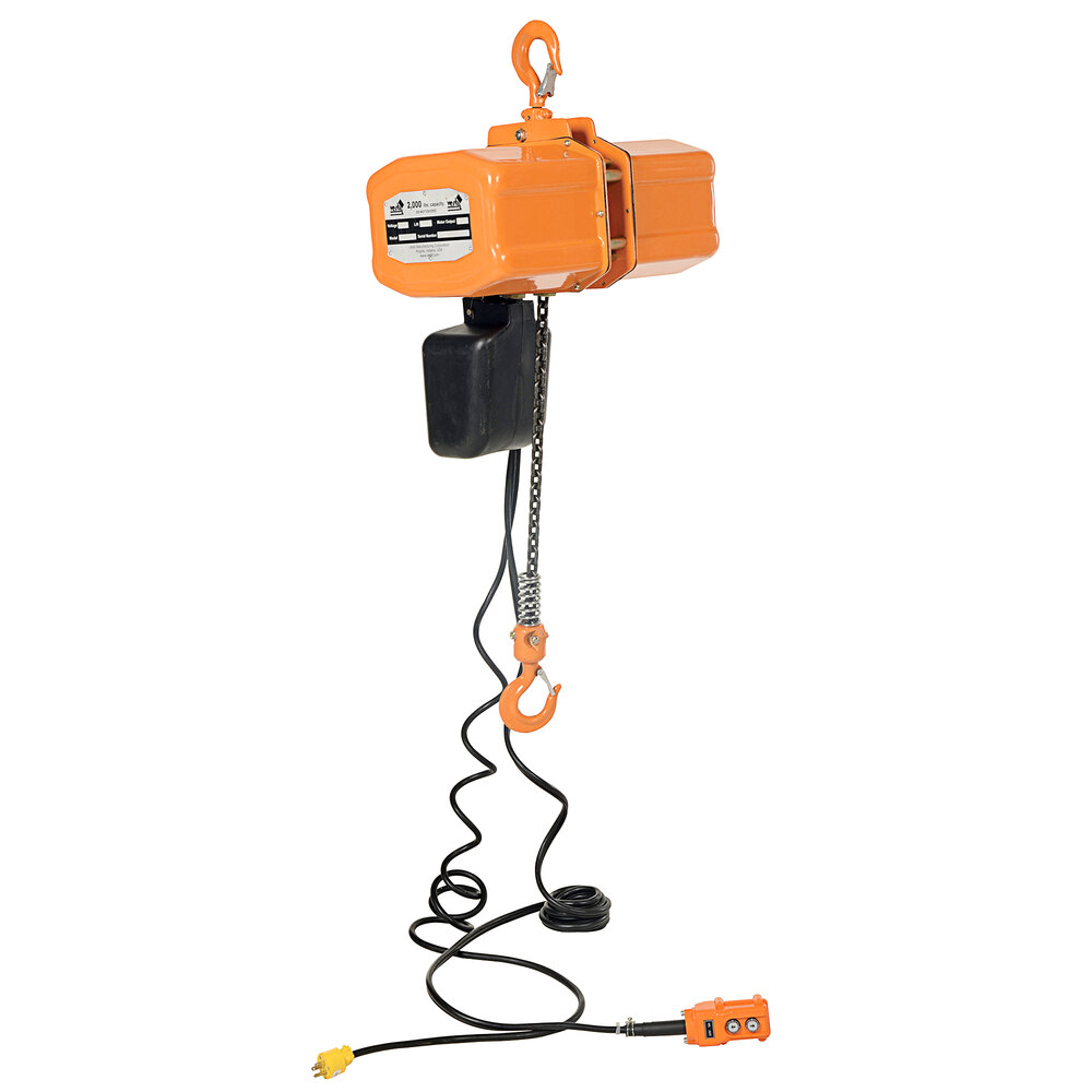 Vestil H-2000-1 2000 lb. Powered Hoist Chain with Container - 110V, 1 ...