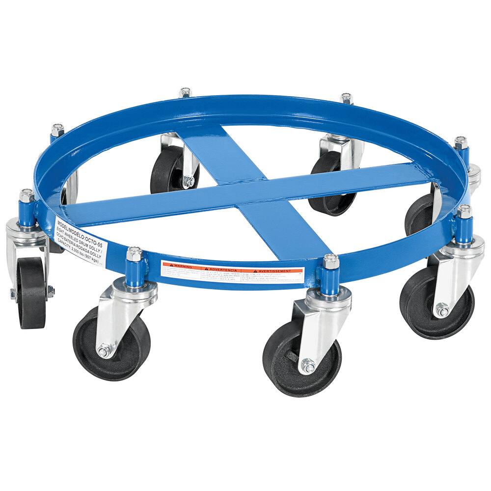 Vestil 2,000 lb. Steel Drum Dolly with (8) 4" Cast Iron Swivel Casters ...