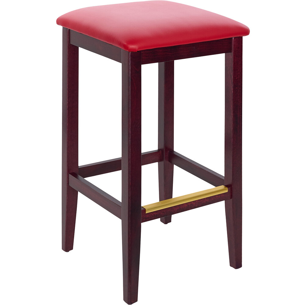 BFM Seating Stockton Dark Mahogany Beechwood Square Backless Barstool ...