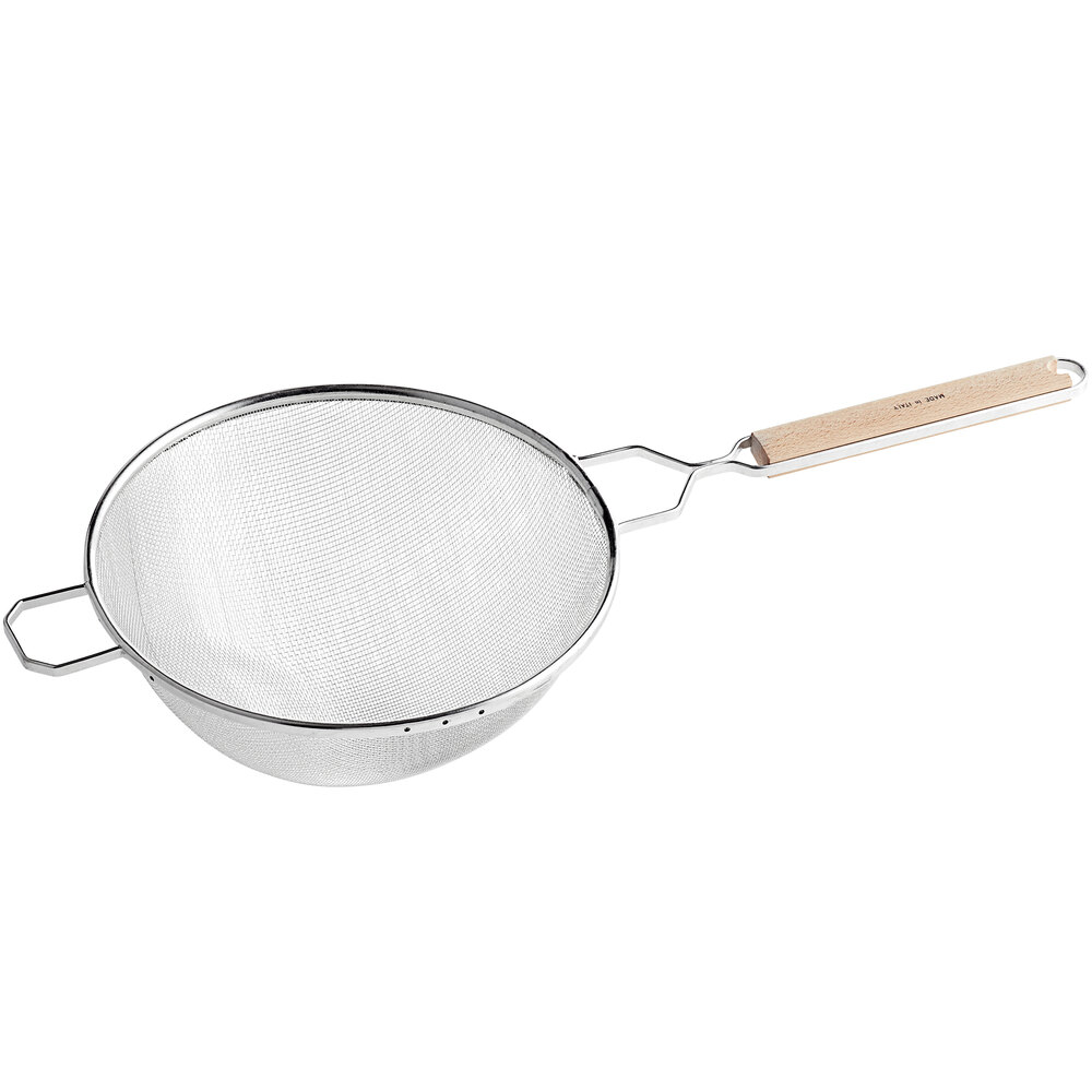 Vollrath 10 1/4" Single Medium Mesh Wire Strainer with 9" Wood Handle 47196