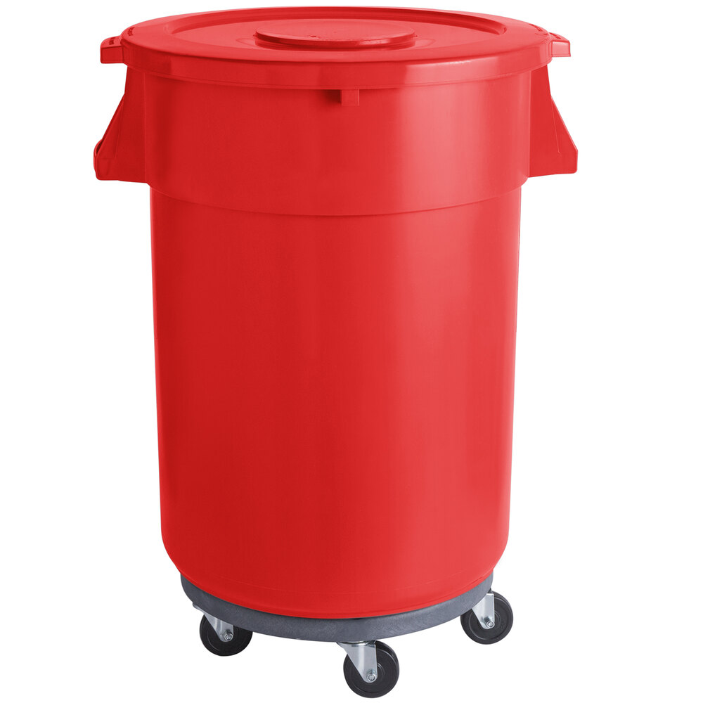 44 Gallon / 700 Cup Red Mobile Ingredient Storage Bin with Lid