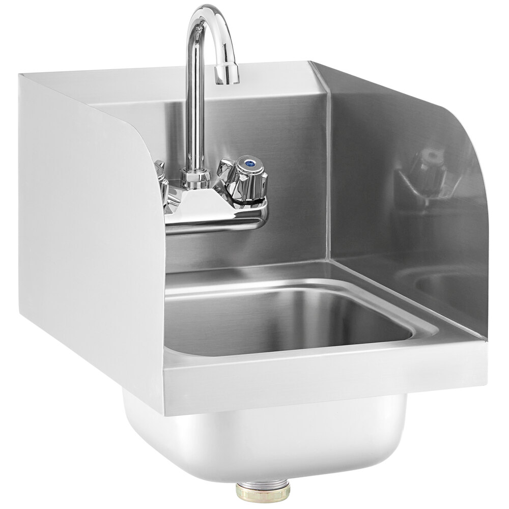 Steelton 12" x 16" Wall Mounted Hand Sink with Gooseneck Faucet and ...