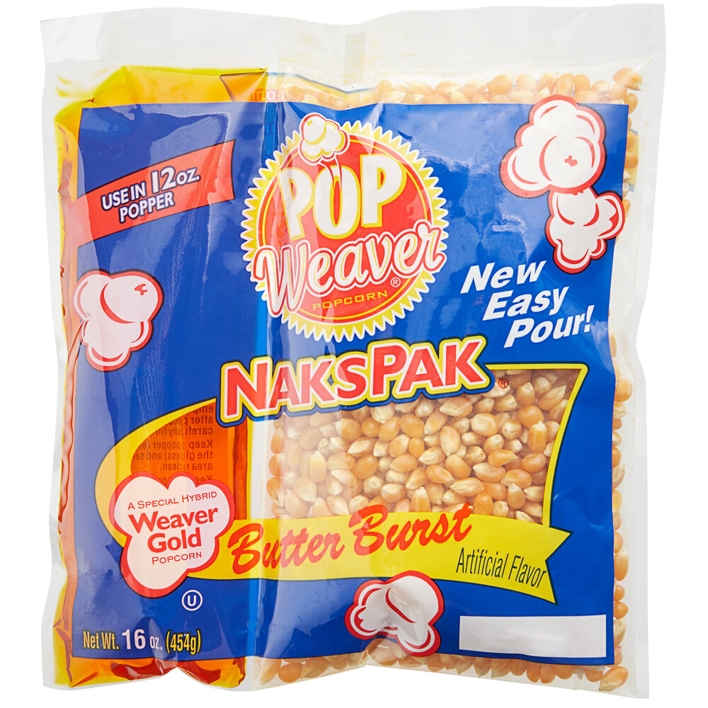 Pop Weaver All-In-One Naks Pak Butter Burst Popcorn Kit for 12 oz ...