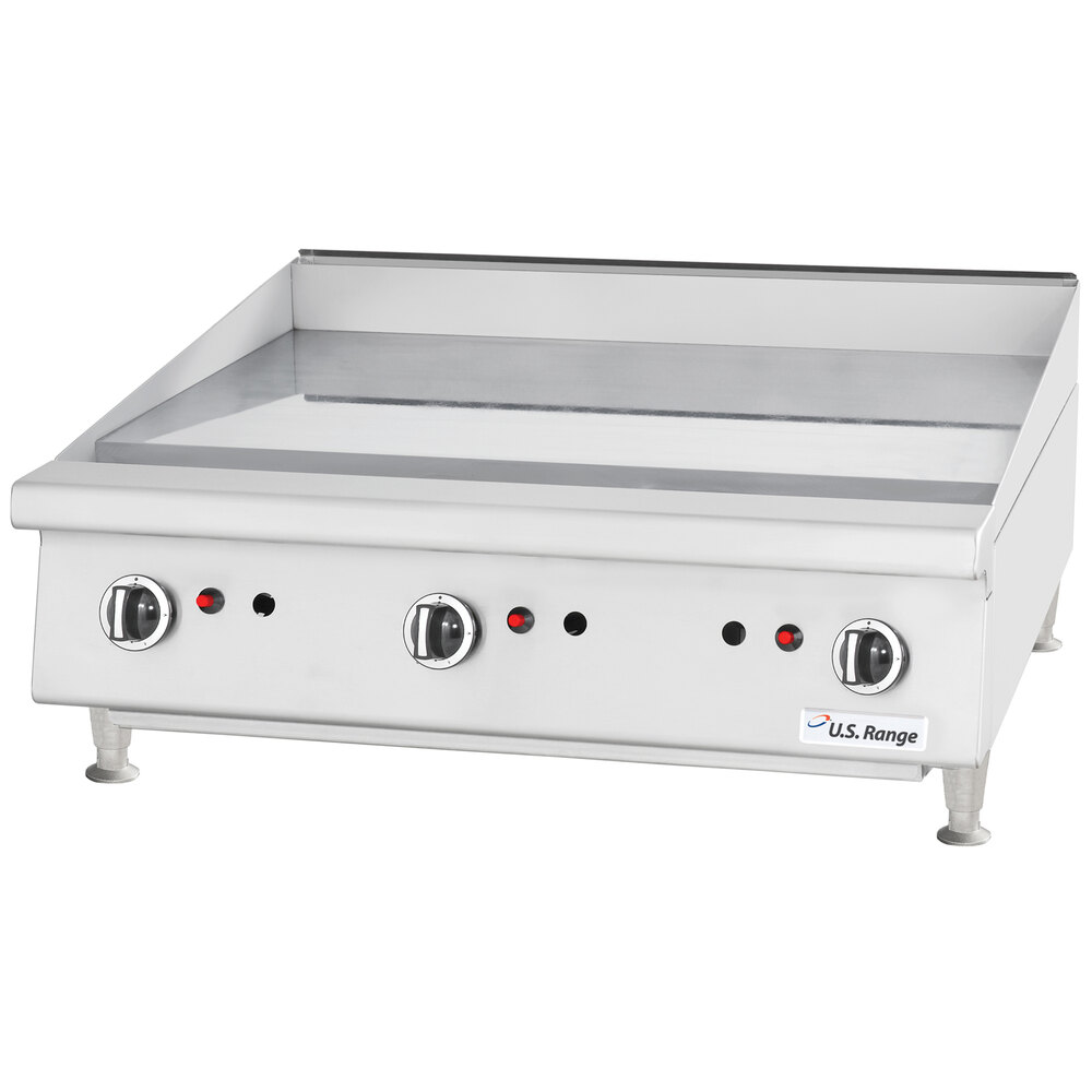U.S Range UTGG36-G36M 36" Natural Gas Chrome Plated Countertop Griddle ...